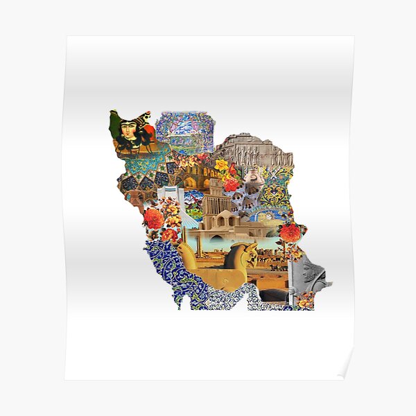 "Iran Map Design, Persian Map " Poster for Sale by KRWorldDesign ...