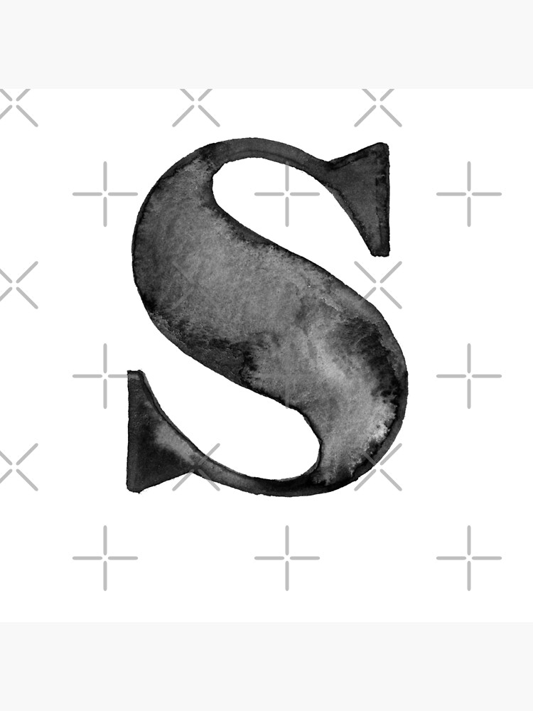 Póster «Letra S Monograma Monochrome Alphabet Word Watercolor Blanco y ...