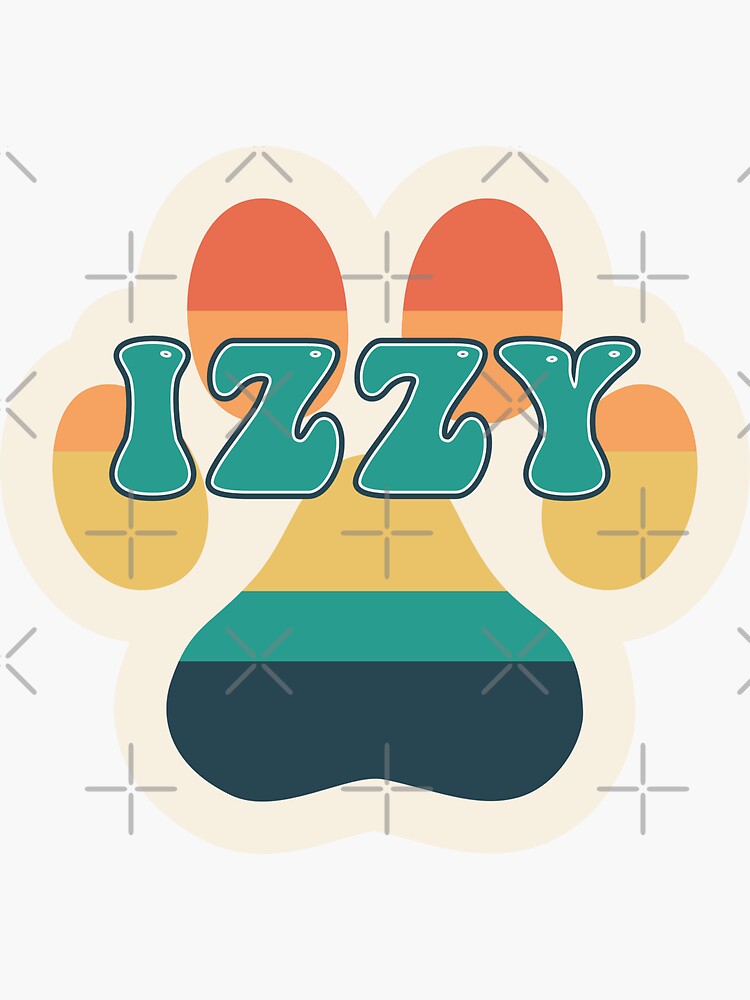 "Izzy Dog Name Vintage Sunset Paw Prints on Cream - Izzy Dog Name ...