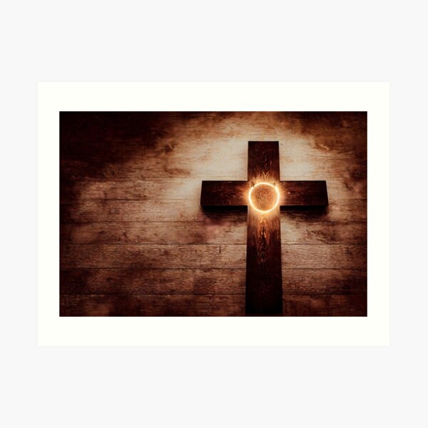 Lámina artística «Cruz Cristiana con Círculo Resplandeciente de Fe ...