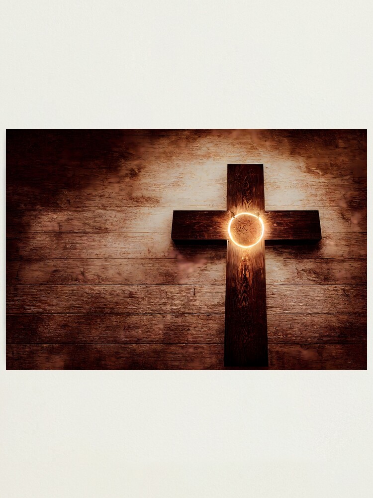 Lámina fotográfica «Cruz Cristiana con Círculo Resplandeciente de Fe ...