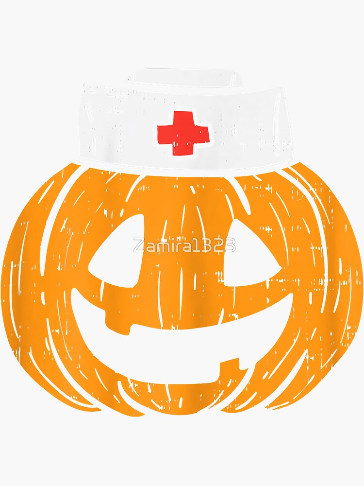 "Womens Pumpkin Nurse Funny Scary Halloween Costume RN CNA ICU Girls ...