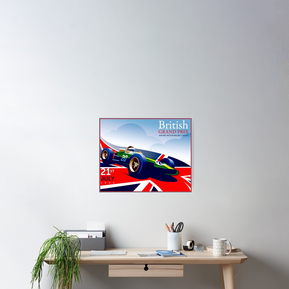 "BRITISH : Vintage Grand Prix Auto Racing Advertising Print" Poster for ...