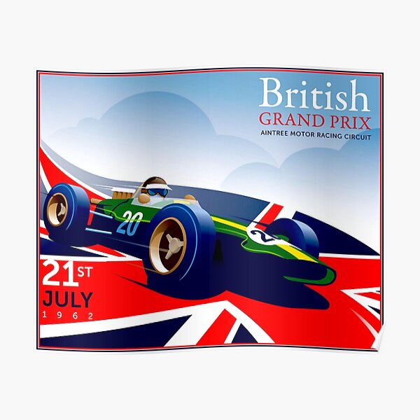 "BRITISH : Vintage Grand Prix Auto Racing Advertising Print" Poster for ...