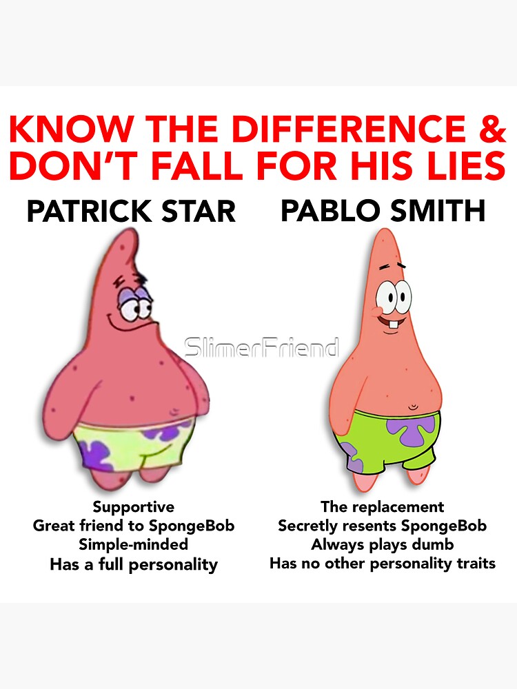 "Patrick Star Pablo Smith" Sticker for Sale by SlimerFriend | Redbubble