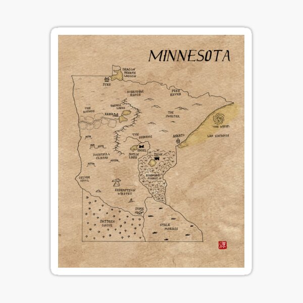 "Minnesota as a fantasy map" Sticker for Sale by aldayuan | Redbubble