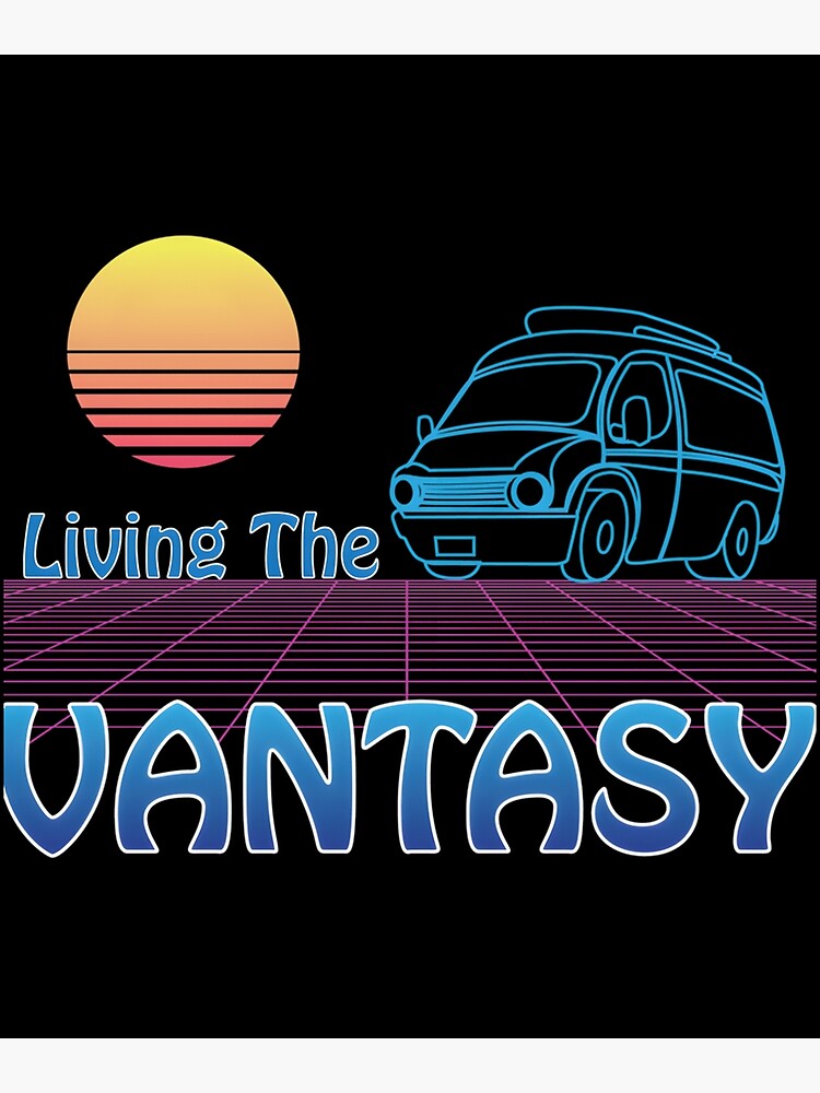 "Vanlife Retro Living the Vantasy Blue Camper Van sunset Classic ...