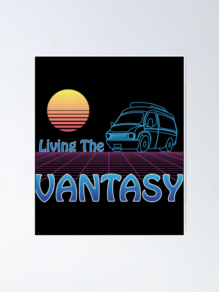 "Vanlife Retro Living the Vantasy Blue Camper Van sunset Classic ...