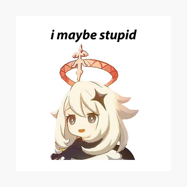 Lámina fotográfica «tal vez estúpido genshin impacto meme paimon» de BestQuest | Redbubble