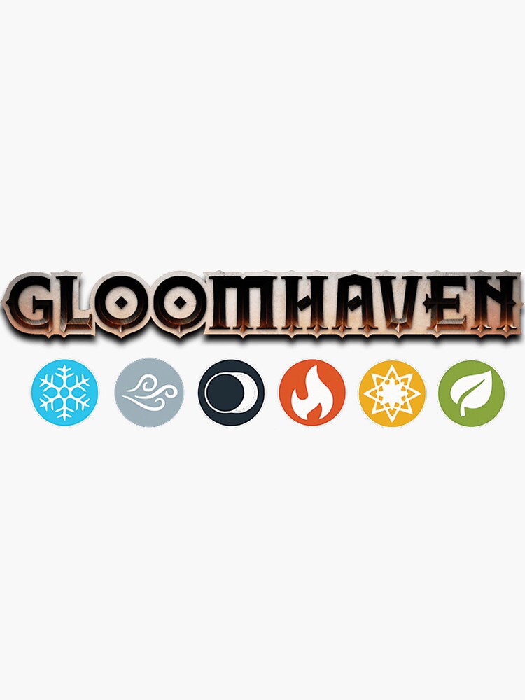 "Gloomhaven elements with title" Sticker for Sale by woodvine | Redbubble