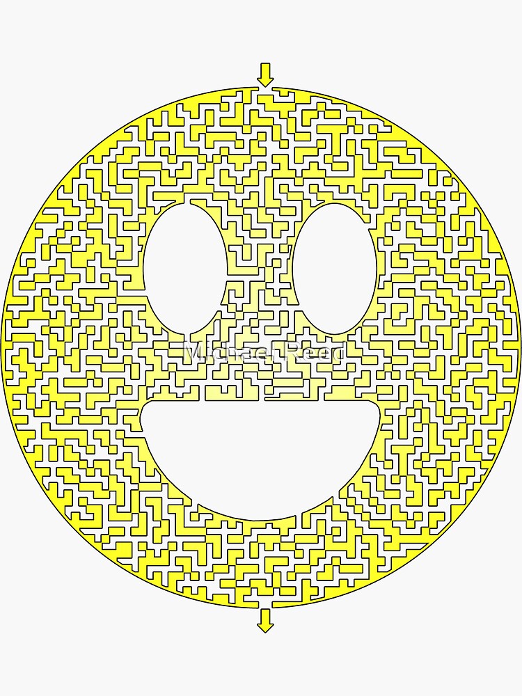 Pegatina «Smiley Face Happy Emoji Maze & Labyrinth» de gorff | Redbubble