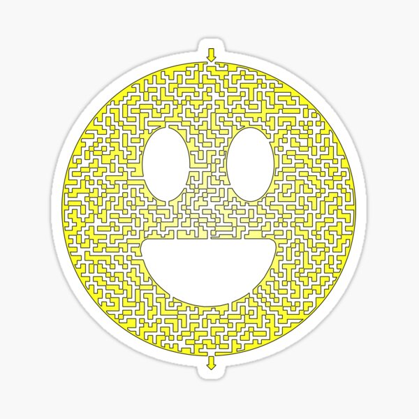 Pegatina «Smiley Face Happy Emoji Maze & Labyrinth» de gorff | Redbubble