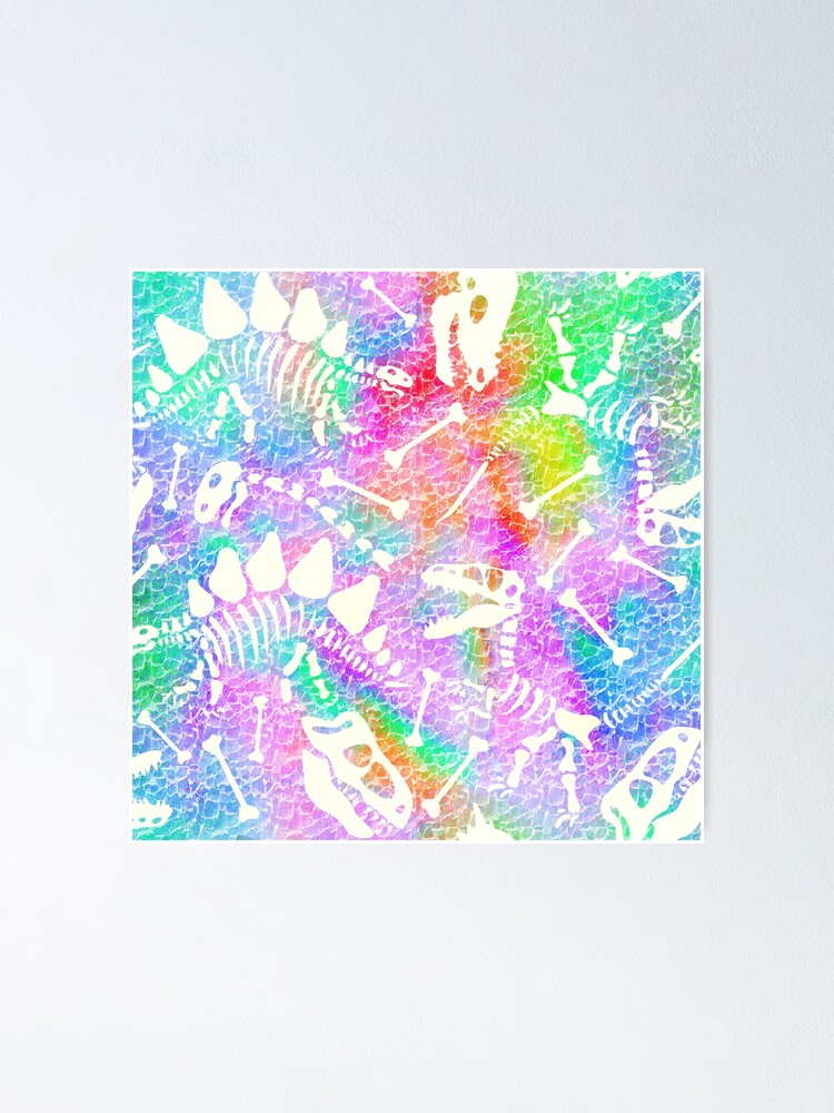 "Dino bone dig rainbow " Poster for Sale by Veata | Redbubble