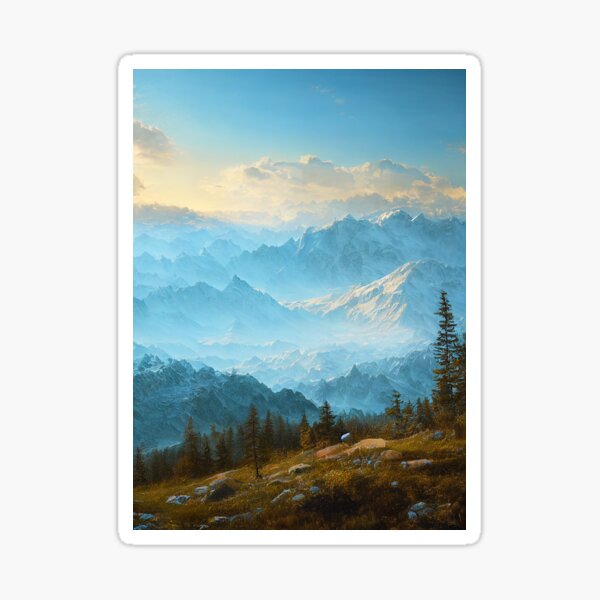 "Snow Mountain" Sticker for Sale by dreamworldscape | Redbubble