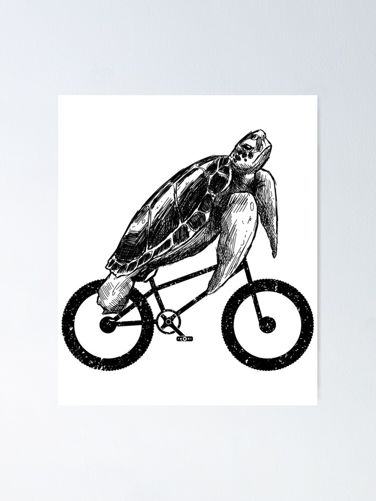 "Sea Turtle On Bike Classic " Poster for Sale by dywernatanat | Redbubble