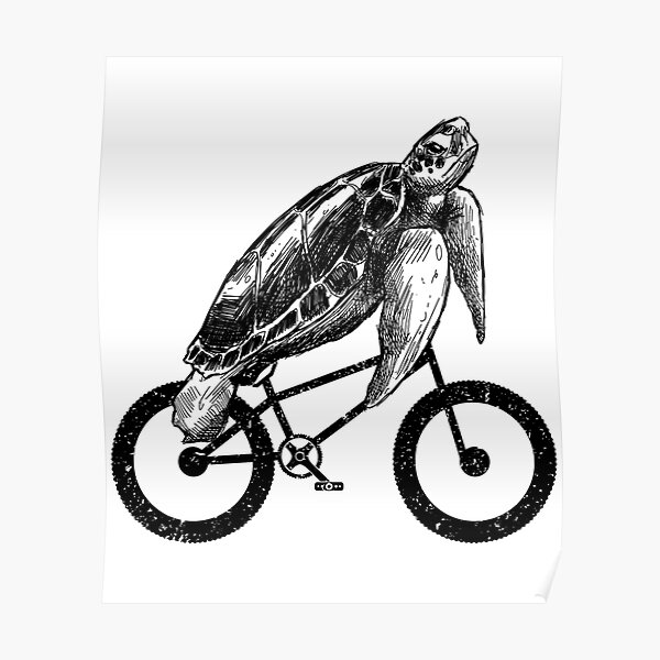 "Sea Turtle On Bike Classic " Poster for Sale by dywernatanat | Redbubble