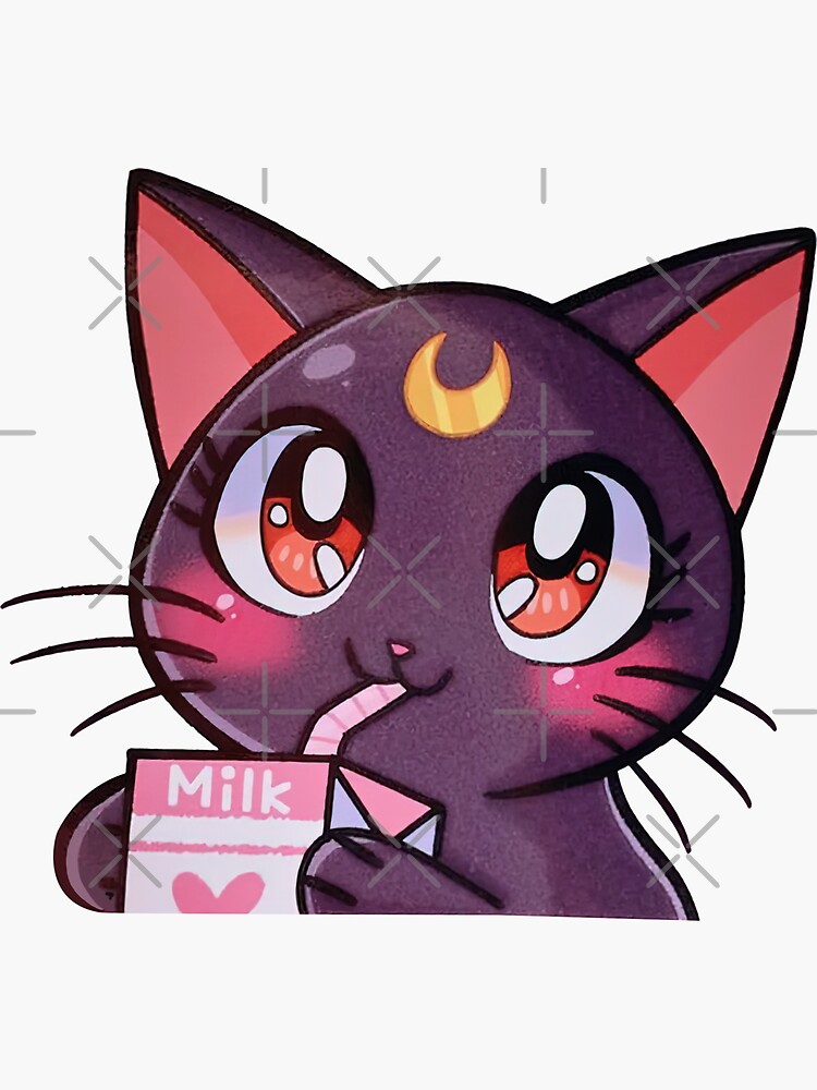 "Kawaii Luna Sailor Moon Milk Sip" Sticker for Sale by SarahTayloro ...