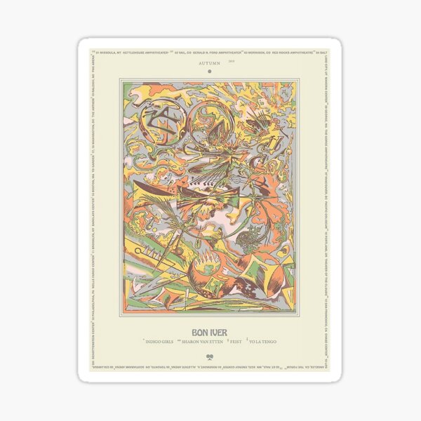 "Bon Iver Fall Tour " Sticker for Sale by LesterCr | Redbubble