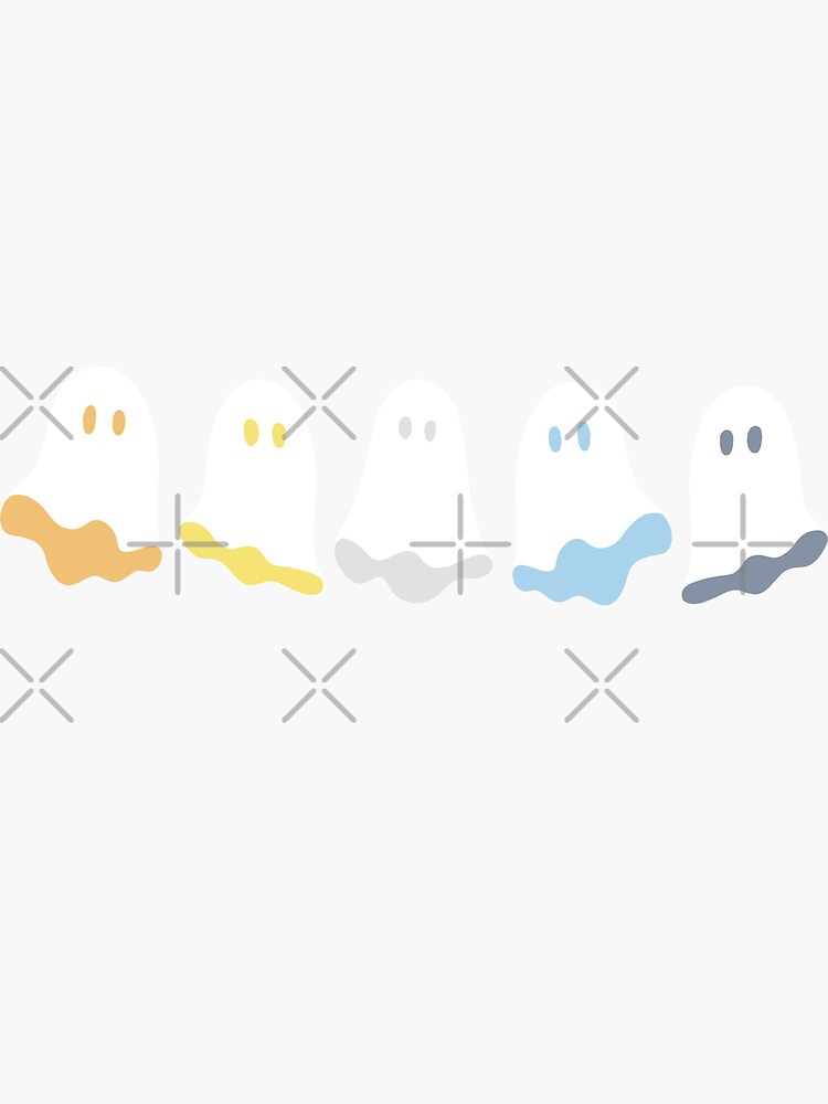 "Aro-Ace Ghost Quintet" Sticker for Sale by DoesArtAndStuff | Redbubble