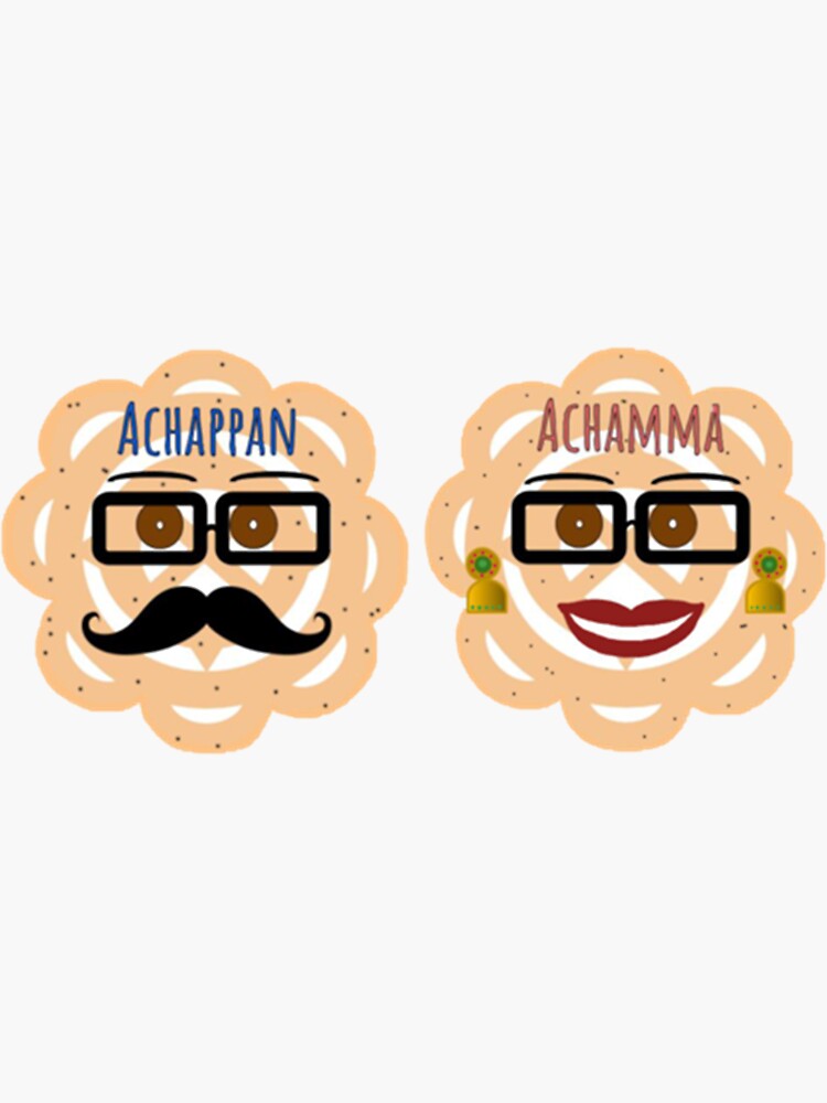 "Achappan and Achamma the Achappam Family " Sticker for Sale by ...