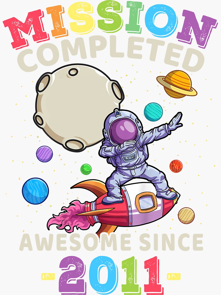 Pegatina «Misión completada Impresionante desde 2011 Cumpleaños Niño ...