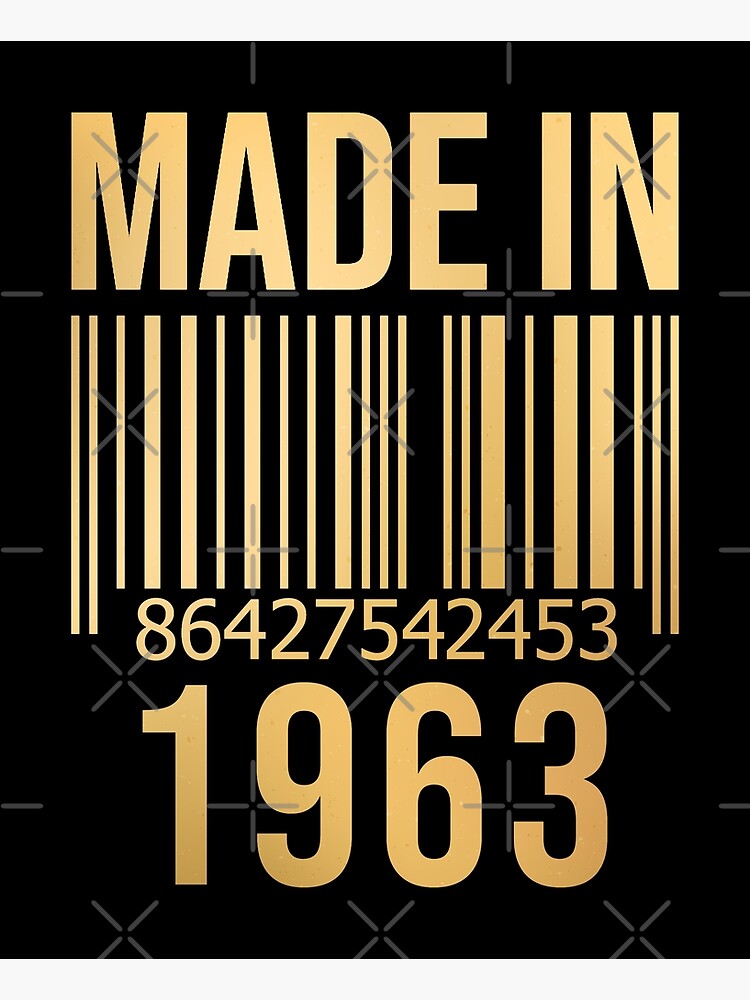 Made in 1963 Barcode in Gold Premium Matte Vertical Poster sold by ...