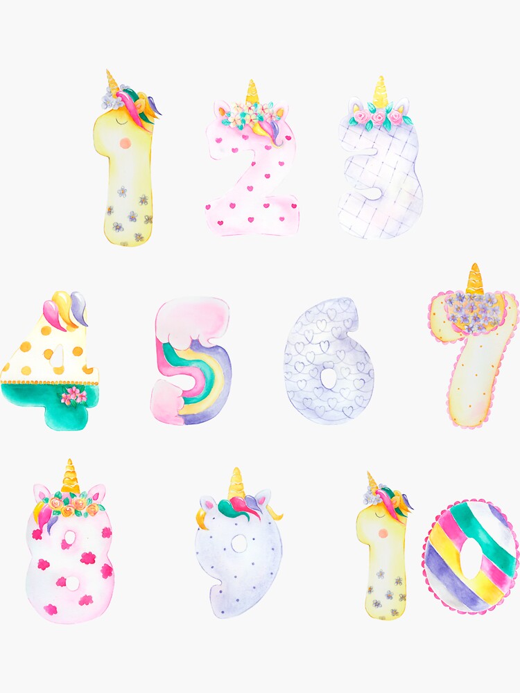 "Unicorn numbers" Sticker for Sale by ayancreatives | Redbubble