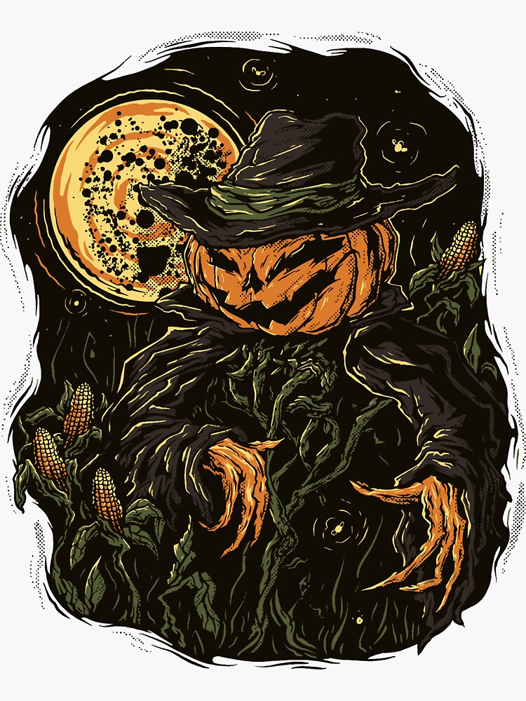 "Halloween Scarecrow Pumpkin Trick Or Treat" Sticker for Sale by ...