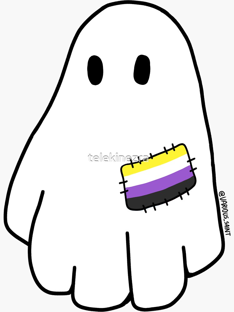 "nonbinary pride ghost" Sticker for Sale by telekinezra | Redbubble