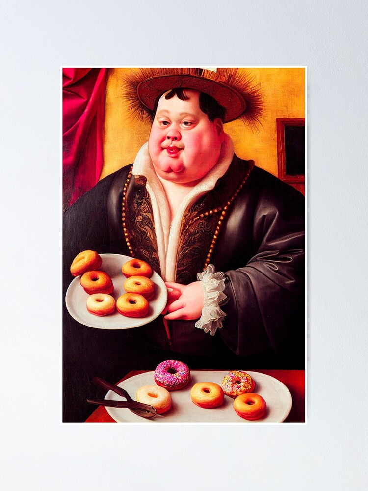 "Fat Man with donuts" Poster for Sale by ladarkepoque | Redbubble