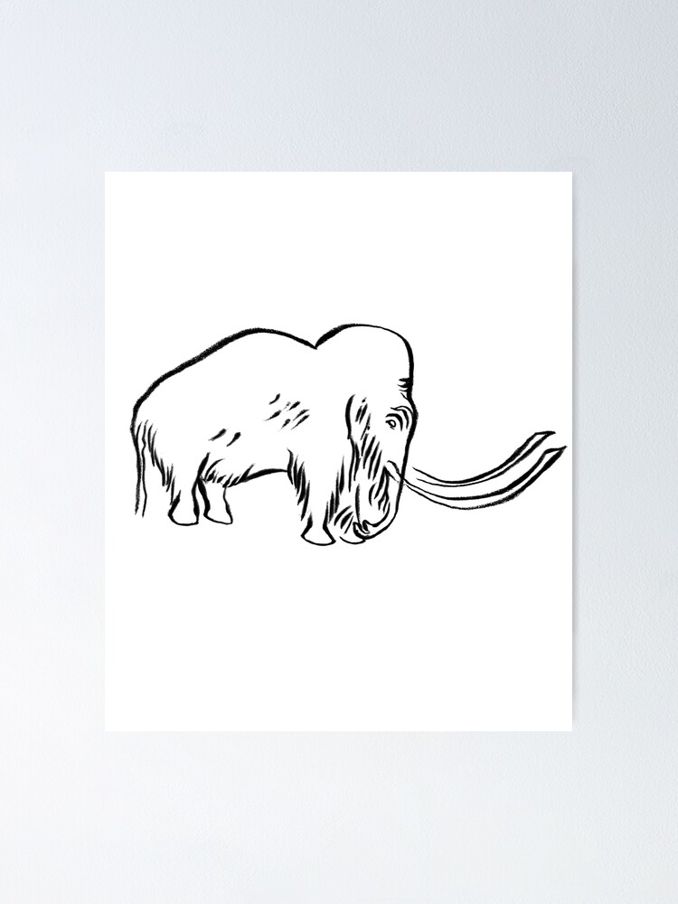 "Prehistoric cave painting of a mammoth from the Rouffignac cave near ...