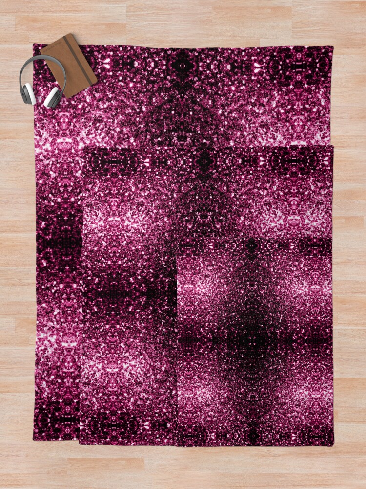 Beautiful Dark Pink Glitter Sparkles Throw Blanket By Pldesign