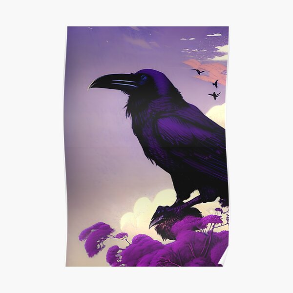 "Purple raven - Japanese art Style" Poster for Sale by ravenglow ...