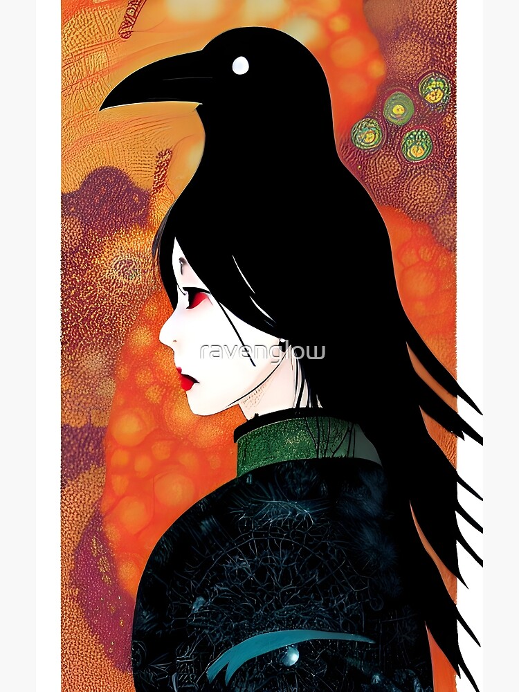 "Raven Woman, Japanese art style" Poster for Sale by ravenglow | Redbubble