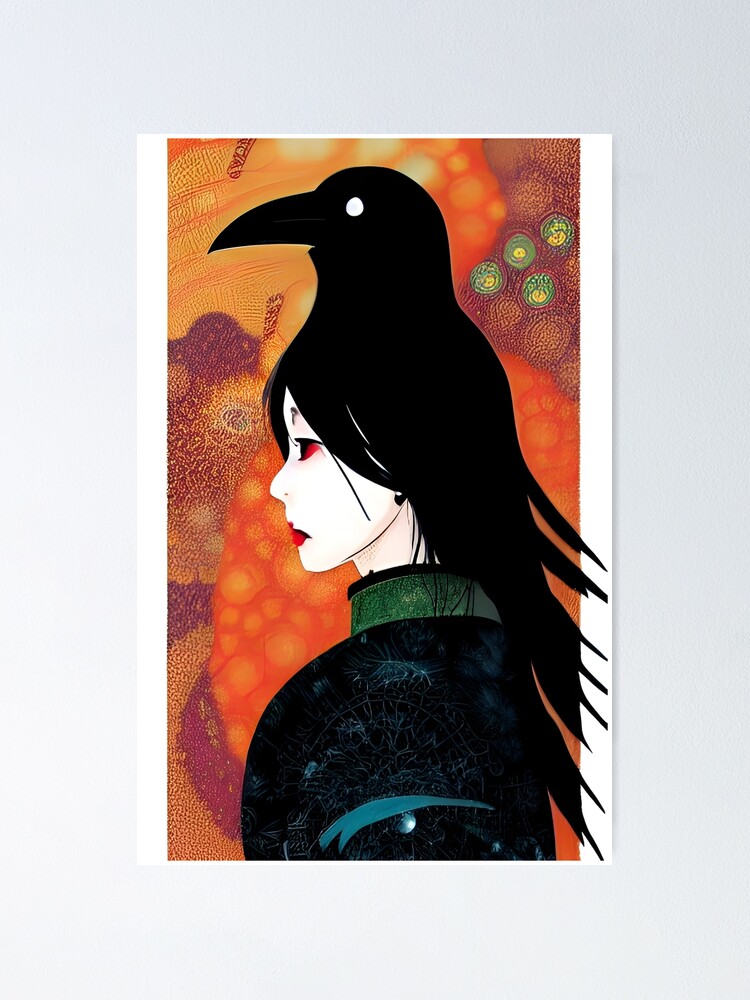 "Raven Woman, Japanese art style" Poster for Sale by ravenglow | Redbubble