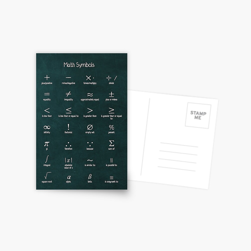"Math Symbols" Postcard for Sale by coolmathposters | Redbubble