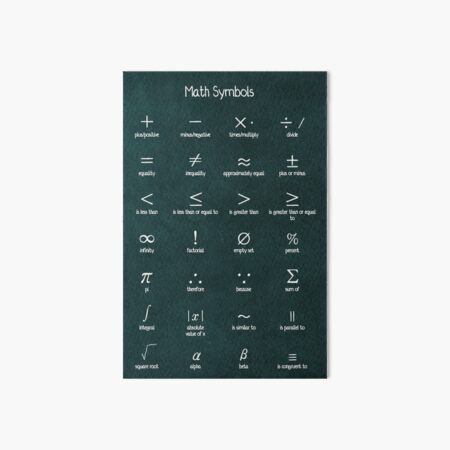 "Math Symbols" Art Board Print for Sale by coolmathposters | Redbubble