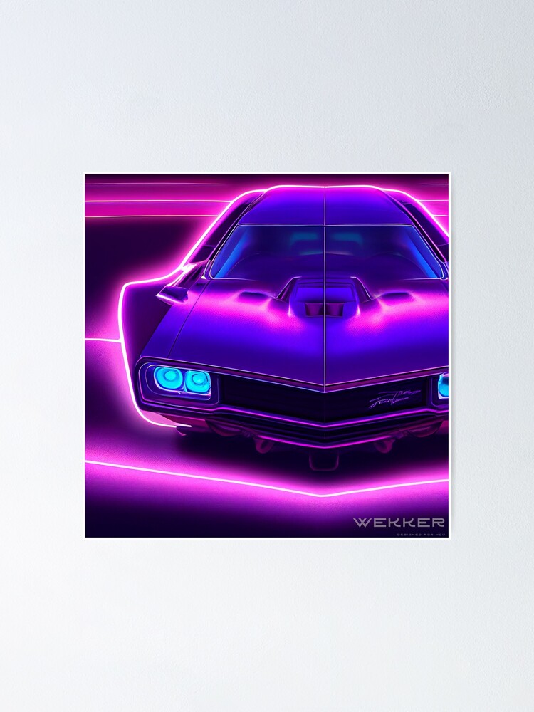 Póster « Cyber Super Muscle Car futurista de neón púrpura» de Sintex7 ...