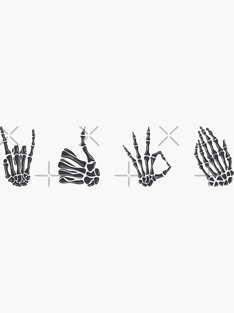 "Mixed skeleton hand signals" Sticker for Sale by Jimsgreatloot | Redbubble