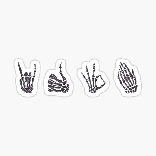 "Mixed skeleton hand signals" Sticker for Sale by Jimsgreatloot | Redbubble