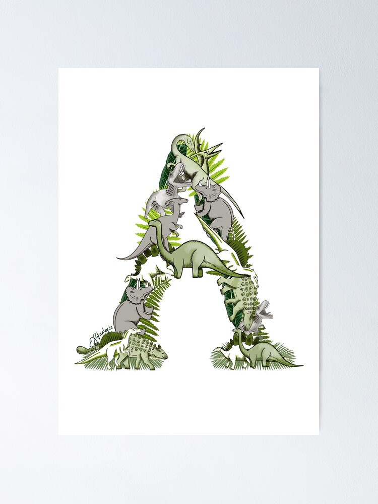 "An A of green Dinosaurs " Poster for Sale by e-l-sart | Redbubble