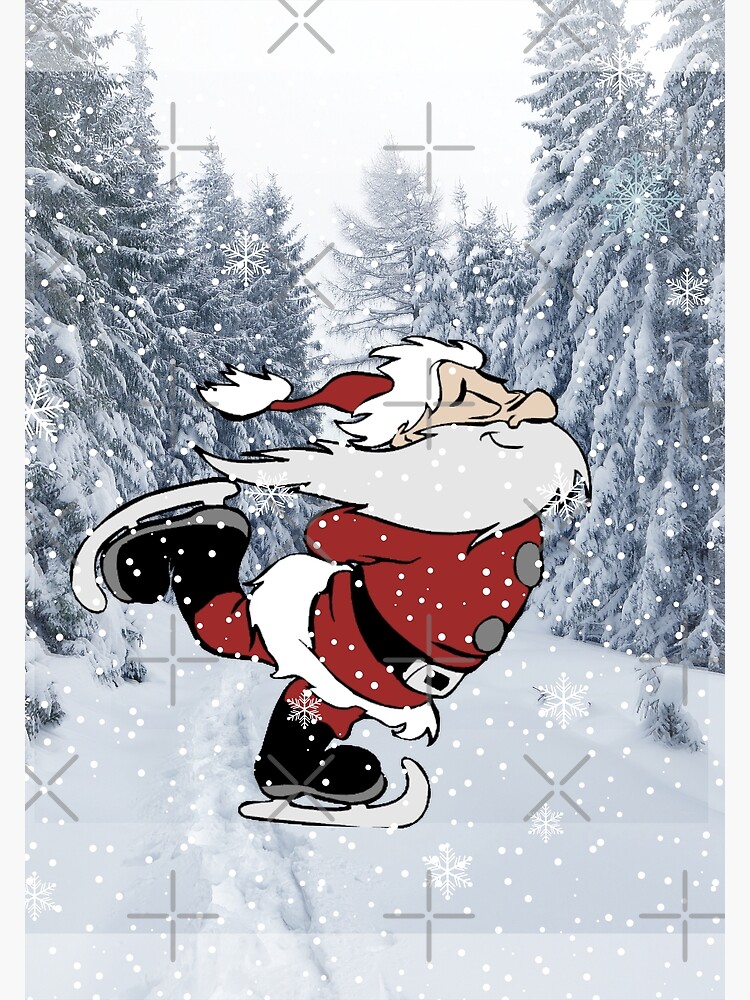 "Winter White Christmas Snow Background with Skating Santa Claus ...
