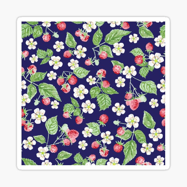 "Raspberry with flowers" Sticker for Sale by Anne-Leue | Redbubble