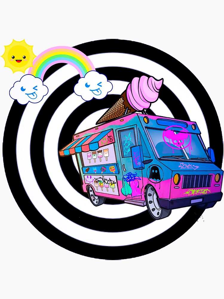 "Psychedelic ice cream truck" Sticker for Sale by visualnoiise | Redbubble