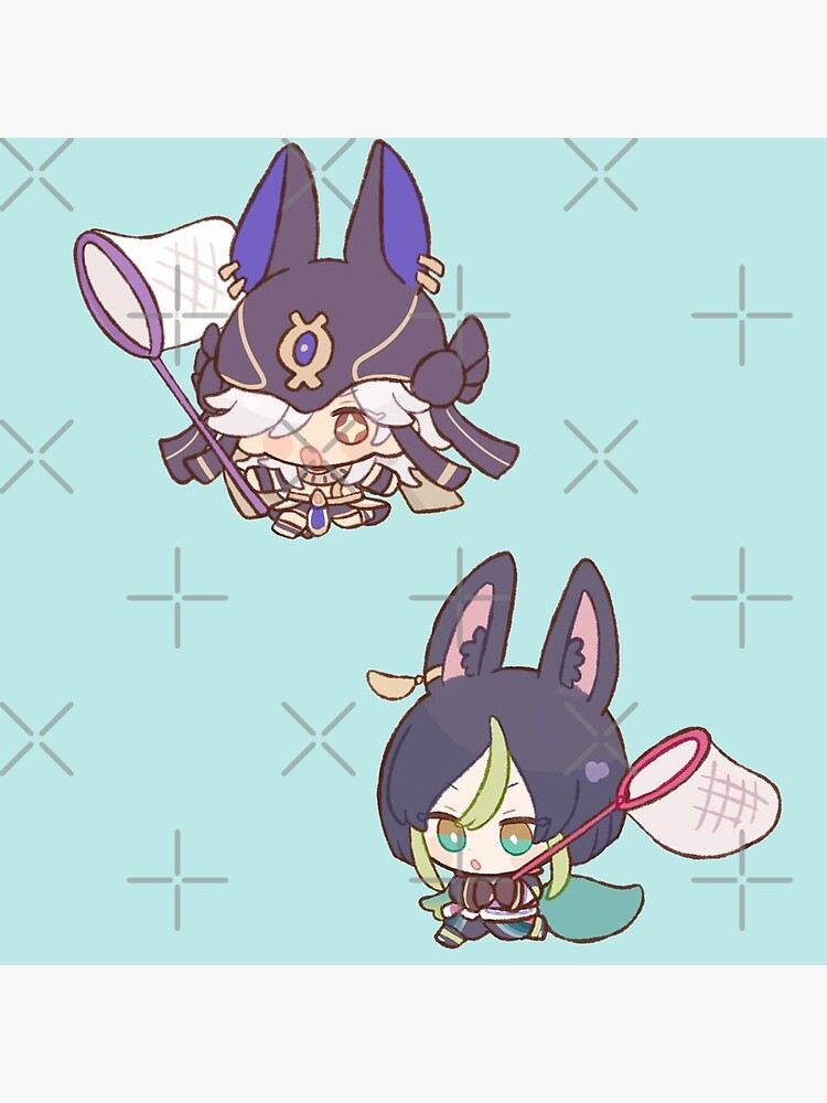"Cyno Tighnari Chibi Cute Genshin Impact Sumeru" Art Print for Sale by ...
