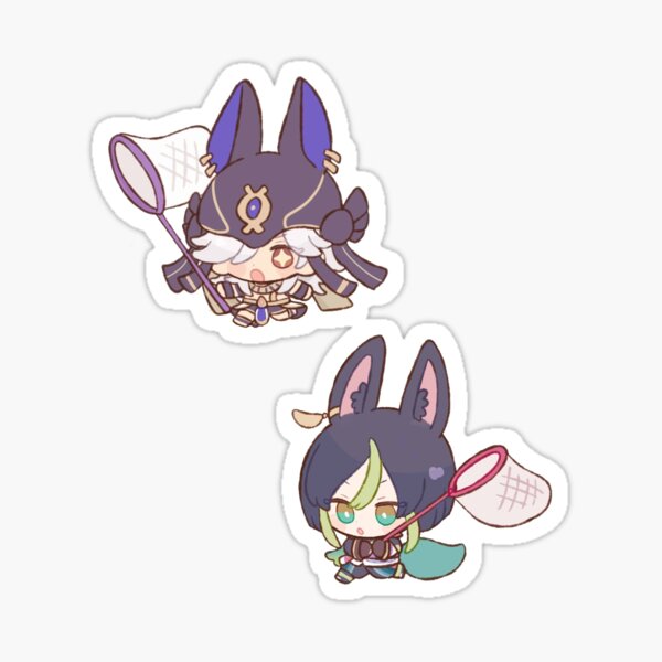 "Cyno Tighnari Chibi Cute Genshin Impact Sumeru" Sticker for Sale by ...