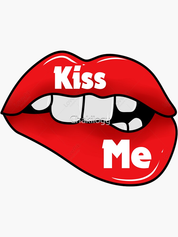 Kiss Me Sexy Lips Red Lips Sticker For Sale By Chakilogy Redbubble