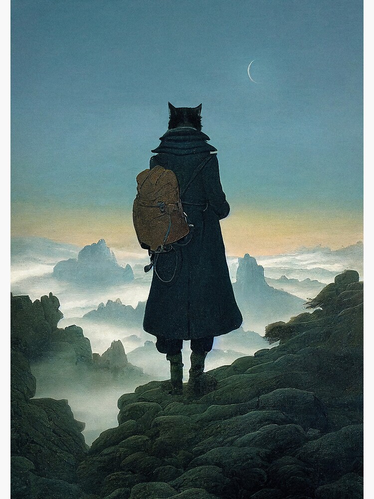 "Cat Wanderer above the Sea of Fog. Inspired by the painting of Caspar ...
