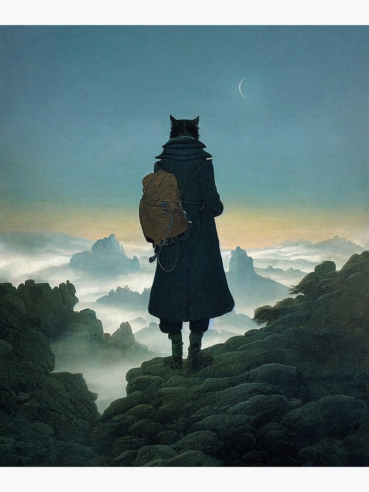 "Cat Wanderer above the Sea of Fog. Inspired by the painting of Caspar ...