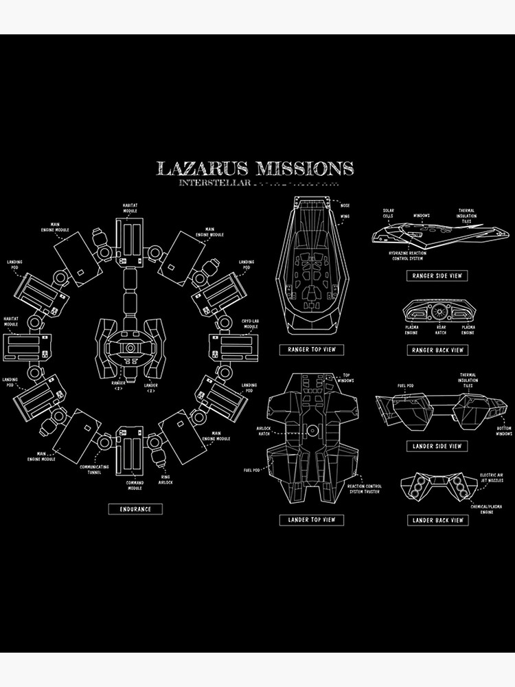 Impression photo « Lazarus Mission Blueprint (film interstellaire) White Stencil-No Background ...